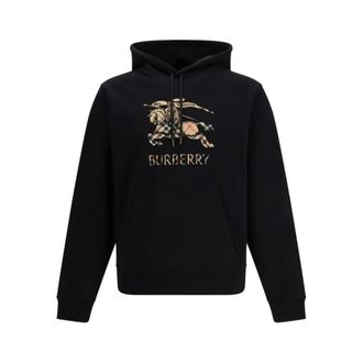 Burberry Homme, Sweatshirts et sweats &agrave; capuche, Noir, Taille: S SweaT-shirt en coton avec poignets et ourlet c&ocirc;tel&eacute;s