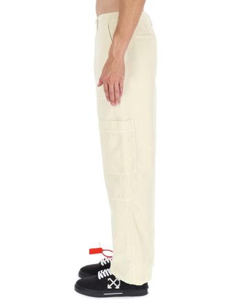 Off-white Cotton Cargo Pants - Beige