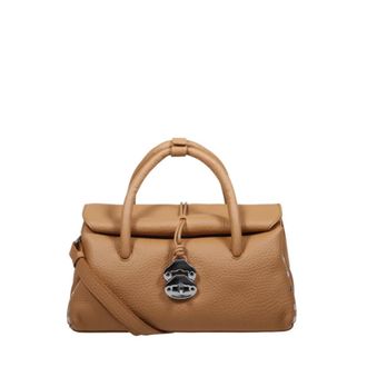 Zanellato Femme, Sacs, Brun, Taille: ONE Size Sac &agrave; bandouli&egrave;re en cuir de vachette marron avec crochet