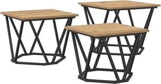 vidaXL Table basse 3 pcs Chêne artisanal Bois dingénierie et acier vidaXL