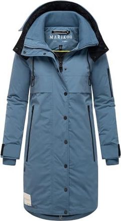 Marikoo Manteau dhiver chaud pour femme avec cordon de serrage &agrave; la taille et capuche (amovible) Anoukaa 16 S-3XL, Vieux bleu, XXL