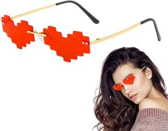 Generic Lunettes de soleil dr&ocirc;les, lunettes de soleil en forme de coeur - Lunettes de soleil mignonnes en forme de coeur - Lunettes color&eacute;es sans monture, lun