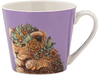 MAXWELL AND WILLIAMS Maxwell & Williams DX1281 Tasse &agrave; caf&eacute; ronde Lion 370 ml - Tasse en porcelaine avec plan&egrave;te sauvage, motif animal color&eacute;