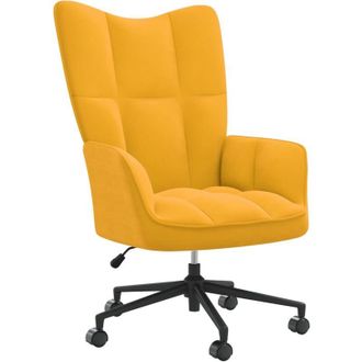 Les Tendances Chaise de relaxation Jaune moutarde Velours 4