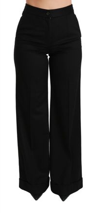 Dolce & Gabbana Womens Black Wide Leg Flared Trouser Cashmere Pants