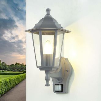 Licht-Erlebnisse Lampe dext&eacute;rieur avec d&eacute;tecteur de mouvement Anthracite E27 Rustique Ext&eacute;rieur
