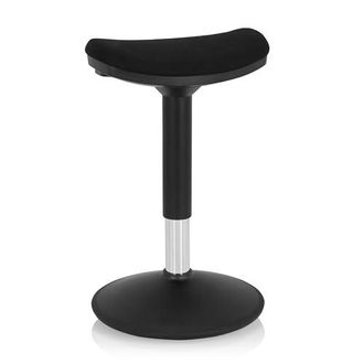 hjh OFFICE 830094 Tabouret Balance Sit I B Noir Tissu, Tabouret Assis Debout, Ergonomique, R&eacute;glable en Hauteur, pour Une Position Assise &eacute;quilibr&eacute;e et Active
