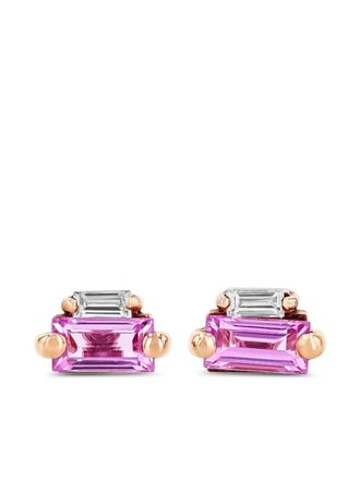 Suzanne Kalan 18kt Rotgoldohrstecker rosa Saphir und Diamant