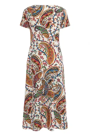 Etro Womens Printed Midi Dress Multicolour Polyester