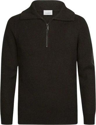 Profuomo Pull Col Roul&eacute; Demi-Zip - Homme - Pulls - Brun - Taille: L