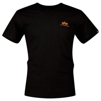 Alpha Industries Alpha Industries Basic T Small Logo T-Shirt f&uuml;r Herren Black/Neon Orange