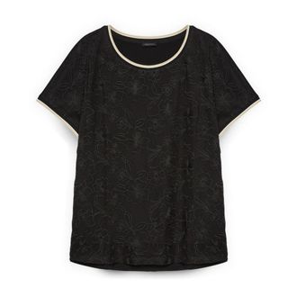 Fiorella Rubino T-Shirt mit floraler Stickerei - - Tops - Damen - Schwarzk - M
