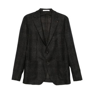 Tagliatore Karierte Woll-Stretch-Jacke - - Jackets - Herren - Braun - L