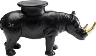 Kare Design Design Deko Figur Rhino, Schwarz, Nashorn, handbemalt, Unikat, Deko Objekt fürs Wohnzimmer, für Regale, Ablage für Kerzen, Tier Design, 23x51x13 cm (H