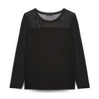 Fiorella Rubino Femme, Tops, Noir, Taille: 40 FR T-shirt en jersey et tulle