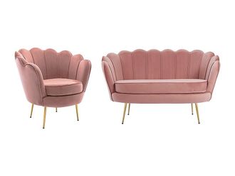 Vente-Unique Pascal MORABITO-Couchgarnitur Muschel 2+1 - Samt - Rosafarben - Dandelion