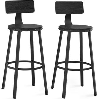 Vasagle Barhocker, 4er Set, Barstuhl, Küchenstuhl mit Metallgestell, Sitzhöhe 73 cm, einfache Montage, Industrie-Design, ebenholzschwarz LBC226B56