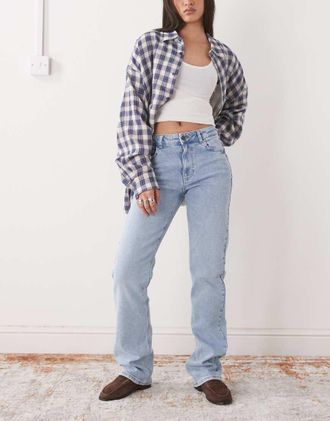 Noisy May Monica - Straight Denim-Jeans in Hellblau mit hohem Bund