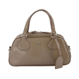 Courr&egrave;ges Braune Lederhandtasche Doppelter Verschlei&szlig; - - Bags - Damen - Braun - ONE SIZE