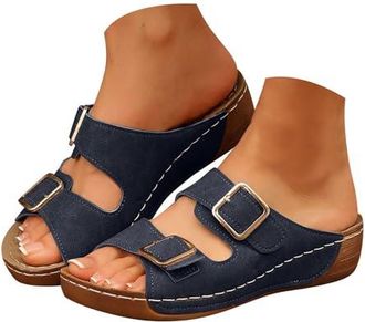 Generic Sandales orthop&eacute;diques compens&eacute;es pour femme 2026 confortables &agrave; deux lani&egrave;res avec soutien de la vo&ucirc;te plantaire, tongs respirantes &agrave; bout ouvert lar