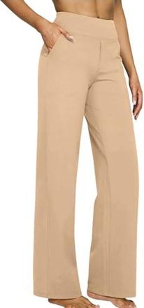 Generico Pantalon de jogging baggy pour femme - Contr&ocirc;le du ventre - Jambe large - Push Up - Coupe droite - Pantalon de travail formel avec poches - Couleur un