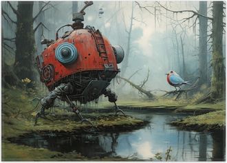 Wallario Rutschfester, Teppich mit Motiv - Fußmatte Begegnung im Nebel, Größe 50 x 70 cm - flachgewebt