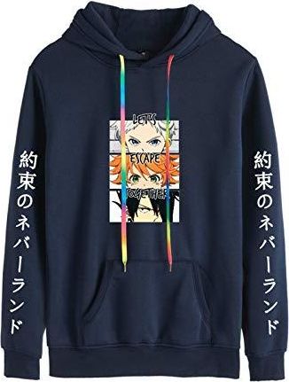 Keephen Sweat &agrave; Capuche Unisexe The Promised Neverland Pull &agrave; Manches Longues Anime Emma Norman Ray Sweat-Shirt Cosplay