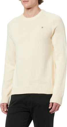 GANT Herren Casual Cotton C-Neck Pullover, Cream, L