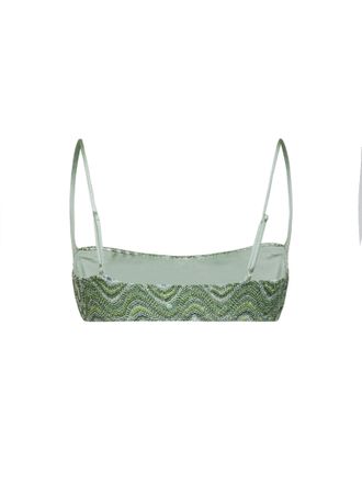 MC2 Saint Barth Womens Bralette Bikini Top Sadie Green Sequin Viscose Swimwear Sea Clothing