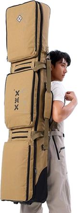 Generic Skitasche Mit Rollen - Flugreise-Snowboardtaschen Gepolsterte Snowboardtasche Passend F&uuml;r Ski Und Skischuhe, Bietet Platz F&uuml;r 2 Paar Ski,Khaki