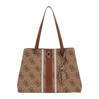 Guess Braune Shopper Tasche mit Rei&szlig;verschluss - - Bags - Damen - Braun - ONE SIZE