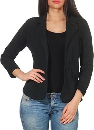 Malito more than fashion Malito Femme Classique Veste Basic-Look Court Jersey Blazer 1654 (Noir, XXL)