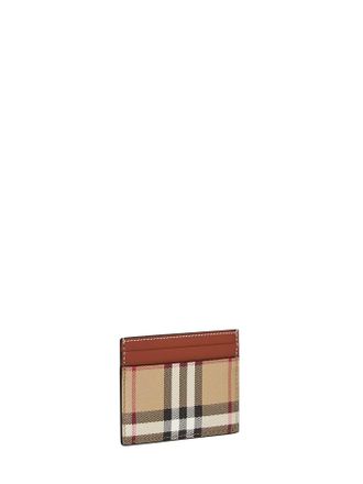 Burberry Womens Card Holder Archive Beige Check Brown Polyurethane Wallets & Purses