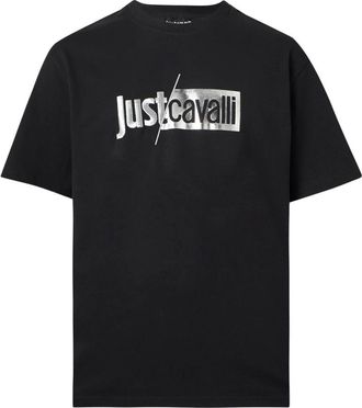 Just Cavalli Homme, Tops, Noir, Taille: 2XL T-shirt en coton avec logo