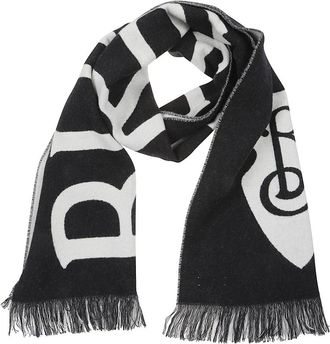 Burberry unisex, Accessoires, Noir, Taille: ONE Size Wool Scarf with Lettering Logo
