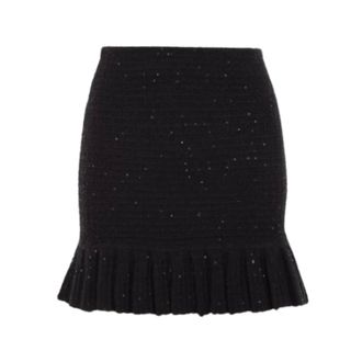 Self Portrait Femme, Jupes, Noir, Taille: 42 FR Sequin Textured Knit Mini Skirt