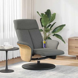 vidaXL Fauteuil inclinable de massage et repose-pieds gris fonc&eacute; tissu - Vidaxl