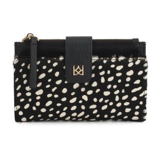 Kazar Femme, Accessoires, Noir, Taille: ONE Size Portefeuille en cuir fa&ccedil;on poulain &agrave; pois blancs