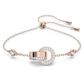 Swarovski Bracelet Hollow, Boucle entrelac&eacute;e, Blanc, Placage de ton or ros&eacute;