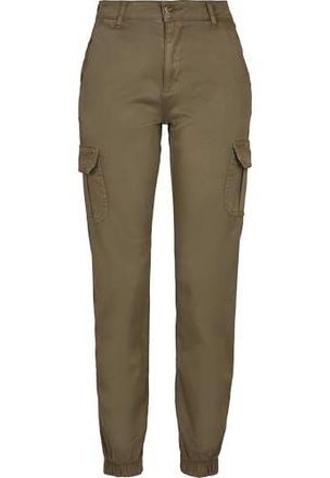 Urban Classics Pantalon Cargo pour Femme, Taille Haute, Chevilles Resserr&eacute;es, Poches lat&eacute;rales Plaqu&eacute;es, 98% Coton 2% &Eacute;lasthanne, Olive, Taille 27