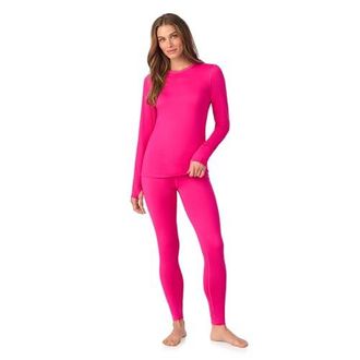 Generic Sous-v&ecirc;tements thermiques pour femme avec couche de base doubl&eacute;e en polaire pour femme, ensemble de d&eacute;tente pour temps froid, rose, 3XL