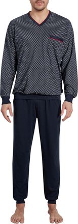 Götzburg Herren Pyjama Schlafanzug lang mit Bündchen (Navy) 58