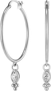 Olivia Burton Boucles dOreilles Créoles pour Femme Collection DAINTY en Acier Inoxydable avec Cristal Taille Marquise et Perles Caviar - 24100282