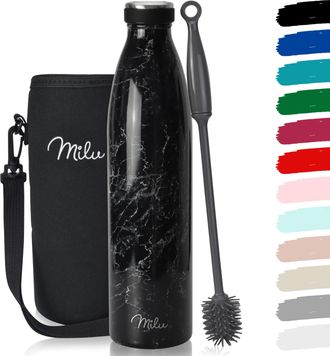 Milu Edelstahl Trinkflasche 350ml 500ml 750ml 1L, 1,5L Thermosflasche, Isolierte Wasserflasche, Auslaufsichere Isolierflasche doppelwandig Kohlensäure geei