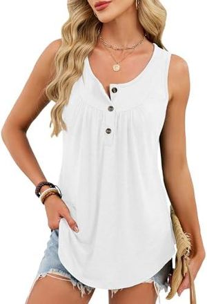 Generic Debardeur Femme Chic et &eacute;l&eacute;gant Chemisier sans Manche D&eacute;bardeur Crop Top Ete Haut Chic et Elegant Fluide Ample Caraco Vetement Femme Tee Shirt sans Ma