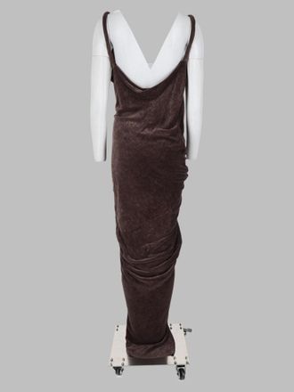 Rick Owens Draped Velvet Dress - Brown