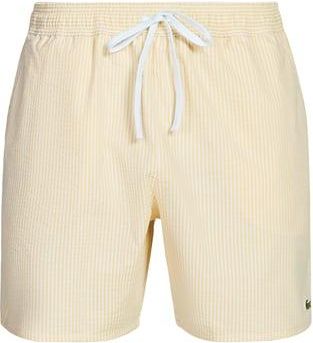 Lacoste Short de bain ray&eacute; en coton m&eacute;lang&eacute;