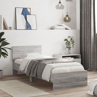 vidaXL Cadre de lit avec t&ecirc;te de lit sonoma gris 90x200 cm