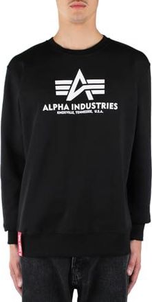 Alpha Industries Pull - Coupe Droite - Col Ras du Cou - Manches Longues Homme - Noir - Large