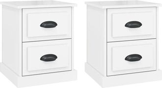 vidaXL Tables de chevet 2 pcs blanc brillant 39x39x47,5 cm Vidaxl